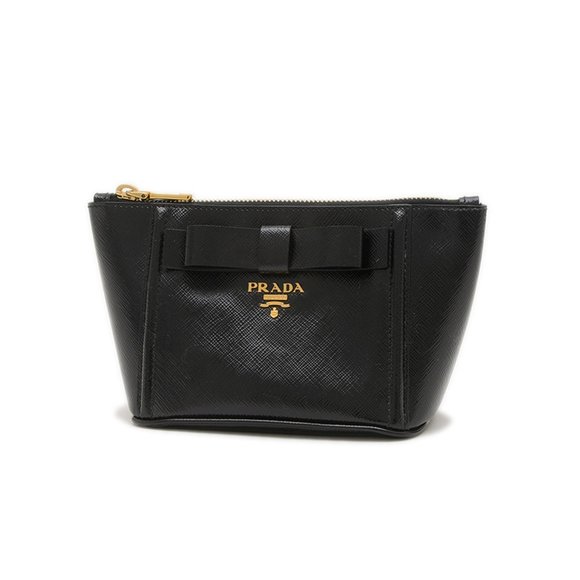 Prada | Bags | Prada Cosmetic Pouch Bag Enamel Black N1745 | Poshmark
